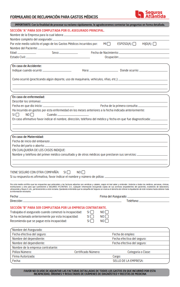 formulario de reclamo de Vehículo | Conaseg